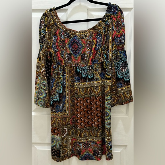 Muse | Dresses | Muse Boho Multicolored Dress Long Sleeve Size 6 ...
